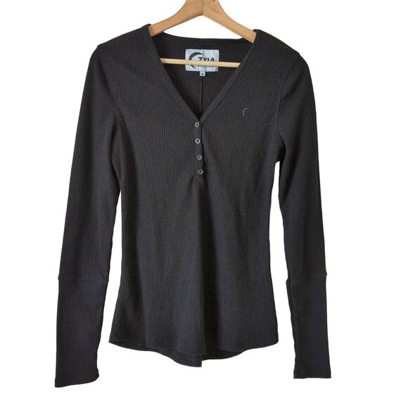 ZYIA | Tops | Zyia Active Henley Long Sleeve Top Black Womens Medium ...
